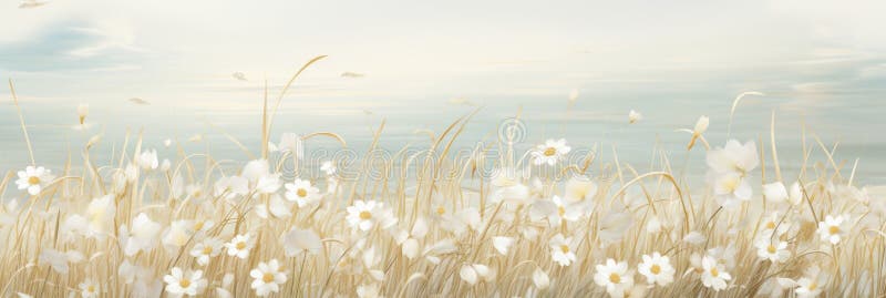 A Serene Background of Light Marsh Green with Blooming Grasses and ...