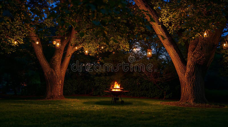 Ambiance Serene Backyard Fire Pit Stock Illustrations – 774 Ambiance ...