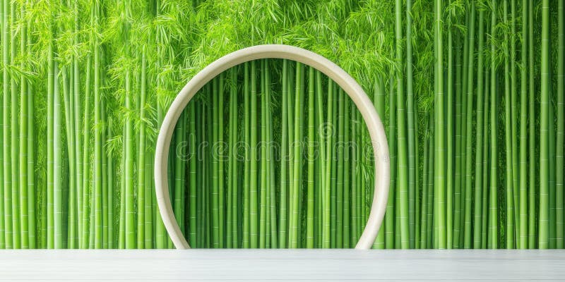 A Serene Bamboo Forest with a Circular Feature Creating a Tranquil ...