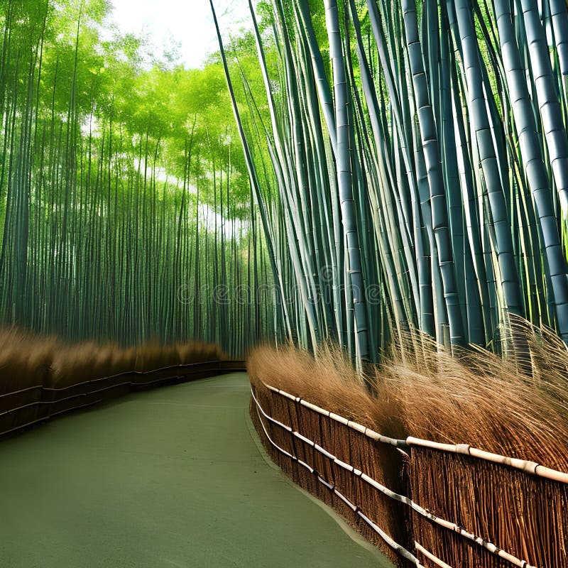 A Serene Bamboo Forest with Sunlight Filtering through the Dense ...