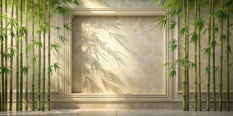 Serene Bamboo Garden Setting with Elegant Architectural Frame and ...