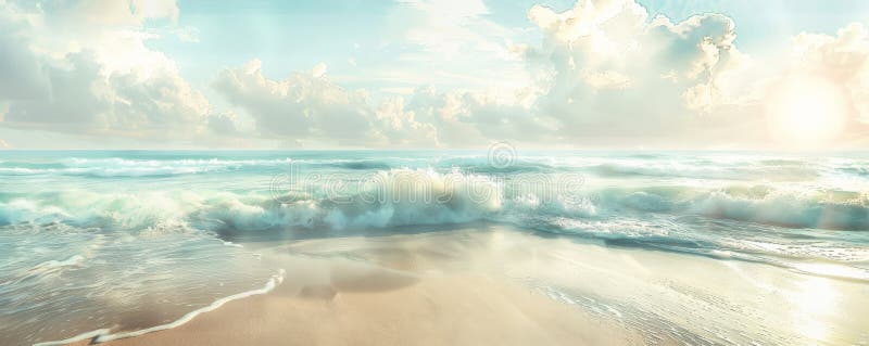 Serene Beach Background with Soft, Pastel Colors of the Sky, Gentle ...