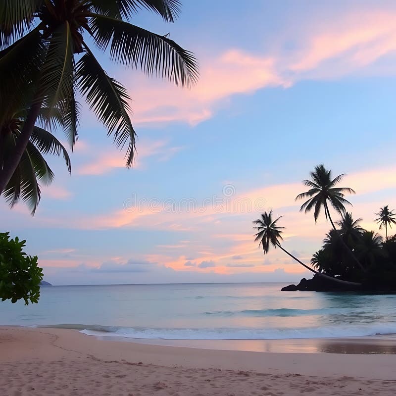 Serene Beach in Philippines with Dawn Colors Stock Illustration ...