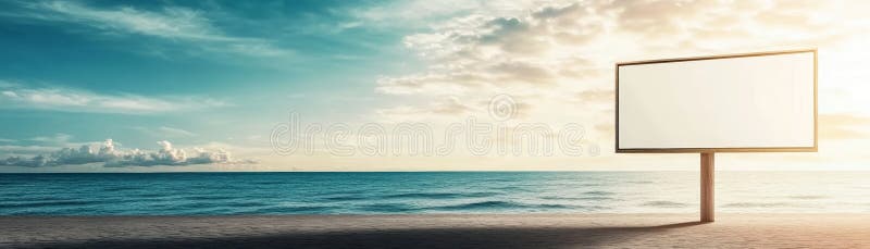 A Serene Beach Scene Featuring an Empty Billboard Against a Backdrop of ...