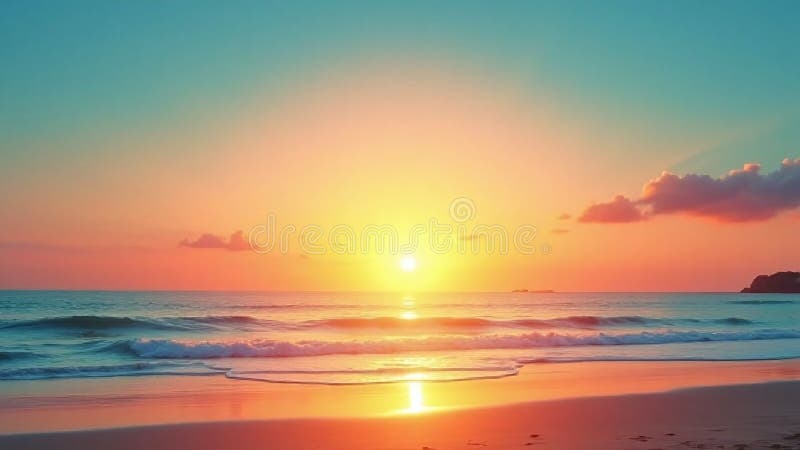 Serene Beach Scene at Sunset with Warm Color Gradient Stock ...