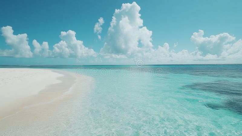 Serene Beach Scene with White Sand and Turquoise Water Stock ...