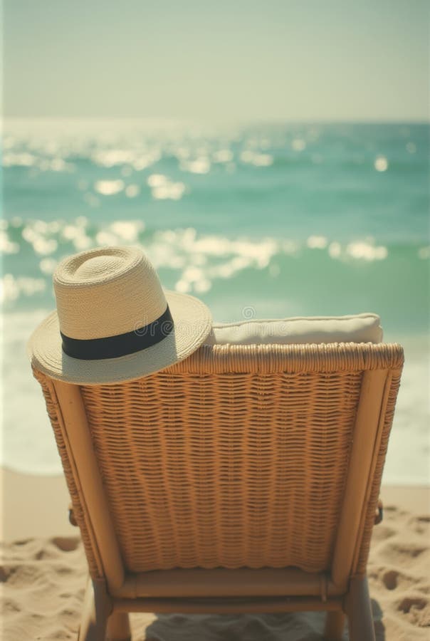 Serene Beach Scene Chair Overlooking Calm Waves Stock Photos - Free ...