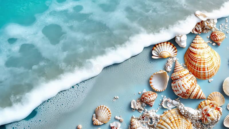 Serene Beach Waves with Assorted Seashells on Sandy Shore Stock Video - Video of escape, breeze ...