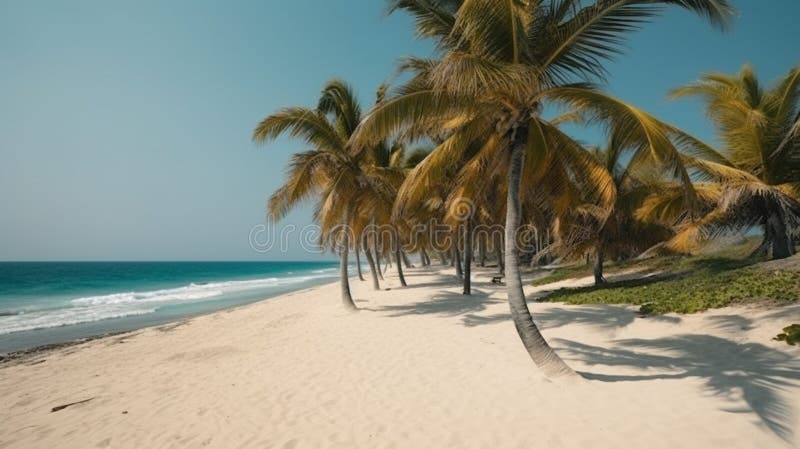 Serene Beachfront and Azure Waters Stock Illustration - Illustration of ...
