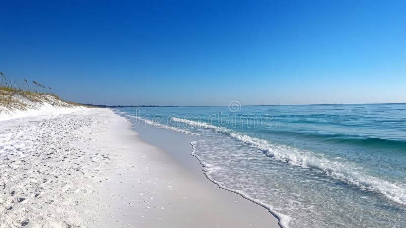 Serene Beachscape White Sand Azure Ocean Stock Illustration ...