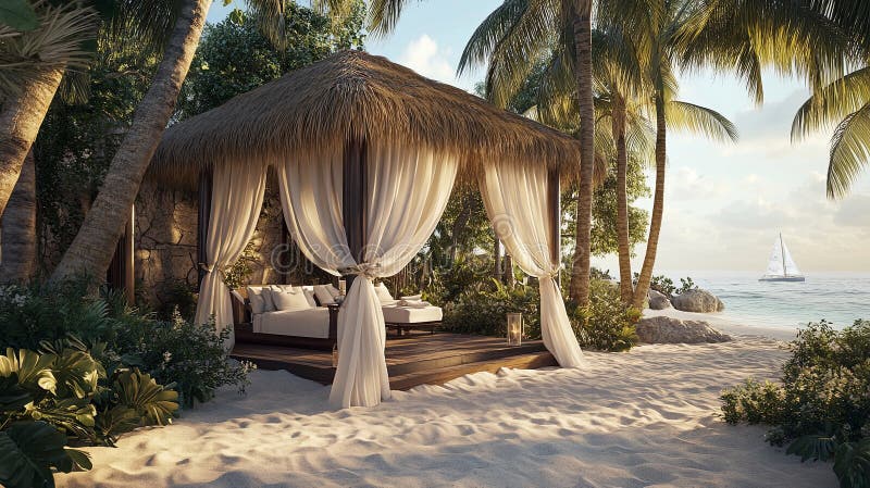 Beachside Cabana Flowing Curtains Stock Photos - Free & Royalty-Free Stock Photos from Dreamstime