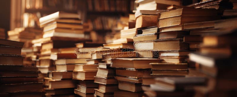 The Serene Beauty of Stacked Books in a Cozy Library Setting.AI ...