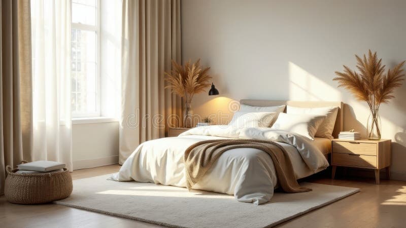 Serene Bedroom Interior Design with Soft Neutral Tones and Natural ...