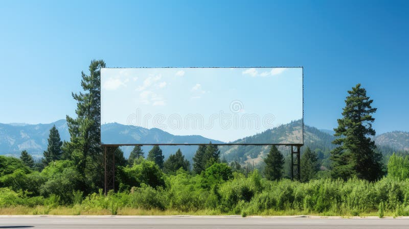 Serene Billboard with Trees Stock Illustration - Illustration of ...