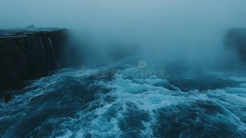 A Serene Blend of Soft Mist and Ocean Unfolds in Natural Colors Stock ...