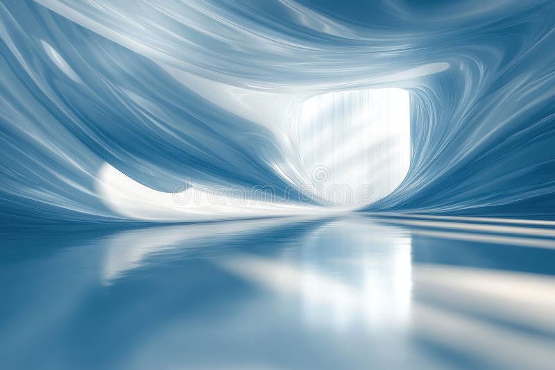 A Serene Blue Abstract Landscape Reflecting Light with Fluid Shapes and ...