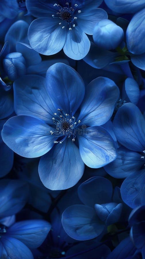 Serene Blue Blossoms. Tranquil Blue Flower Background on a Plain High ...