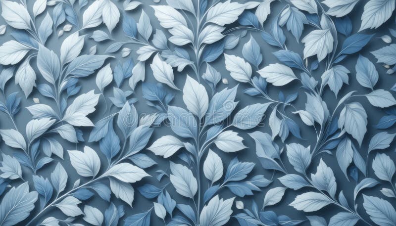 Serene Blue Leaf Pattern, Elegant Botanical Background Wallpaper Design ...