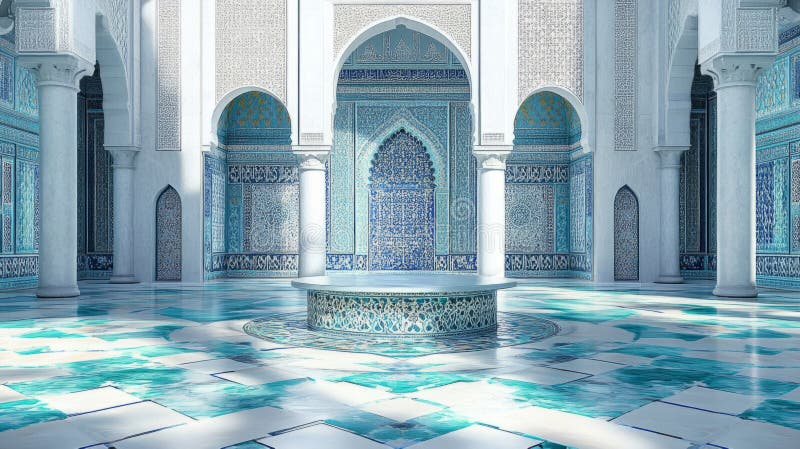 Serene Blue Mosque Interior Architectural Design Stock Illustration ...