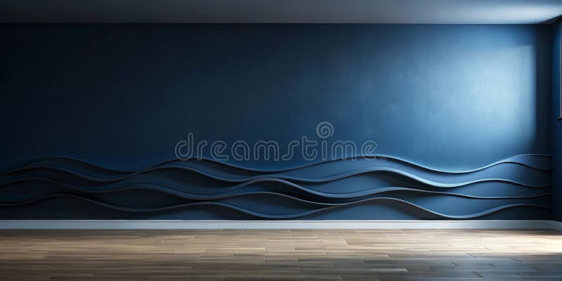 Serene Blue Room Interior with Wave-shaped Wall Design. Generative AI ...
