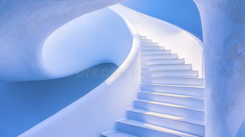 Serene Blue Staircase in Modern Architectural Design Stock Illustration ...