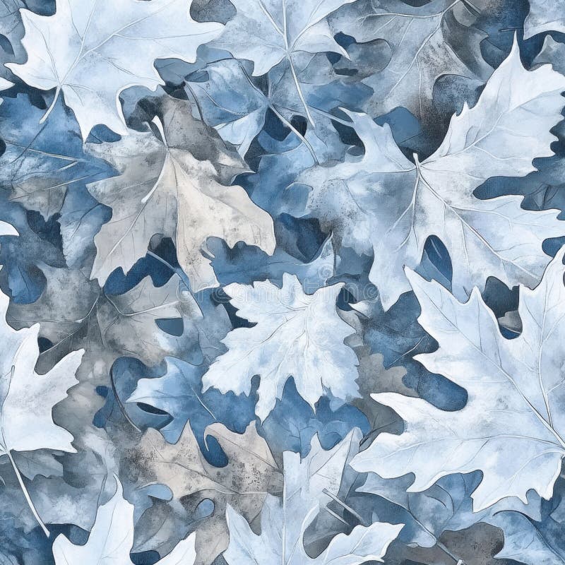 Serene Blue-Toned Oak Leaves Pattern for Calm Natural Backgrounds Stock ...