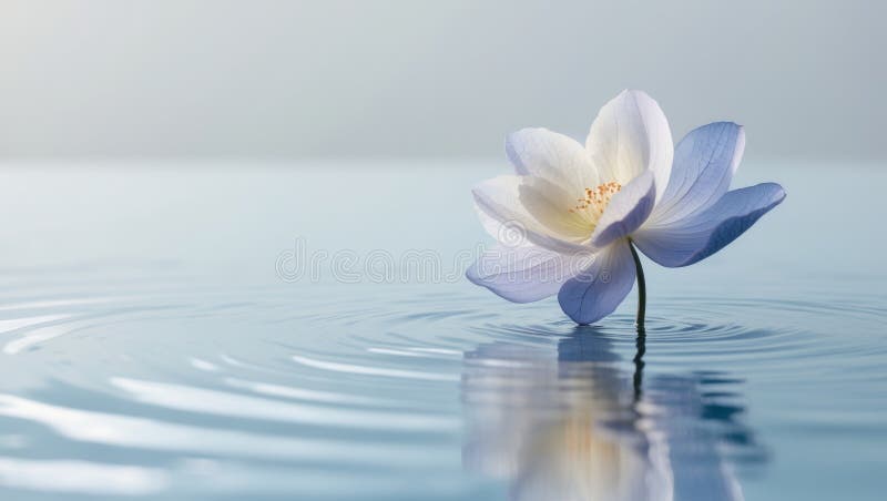 Serene Blue Watercolor Flower Reflection Stock Image - Image of ...