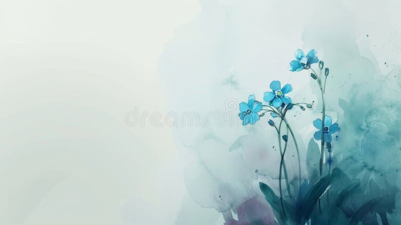 Serene Blue Watercolor Flowers on Subtle Background Stock Photo - Image ...
