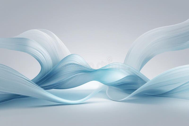 Serene Blue Waves Undulating Abstract Ribbon Forms Stock Image - Image ...