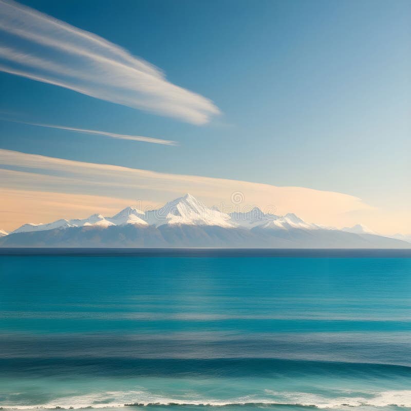 A Serene and Breathtaking Landscape Featuring Calm Ocean Waves Stock ...
