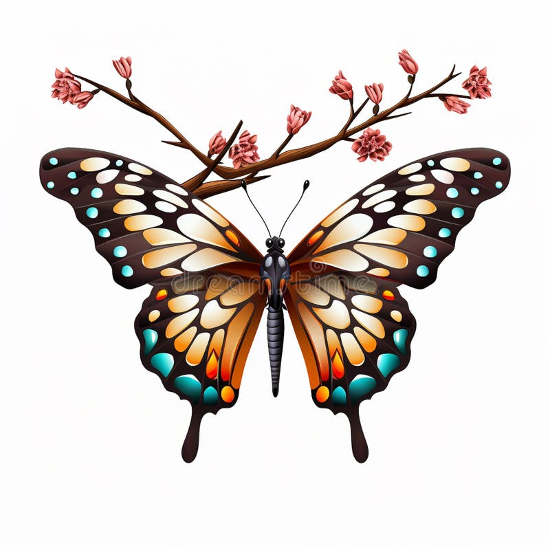 Serene Butterfly Collection Silent Flight Stock Illustration ...