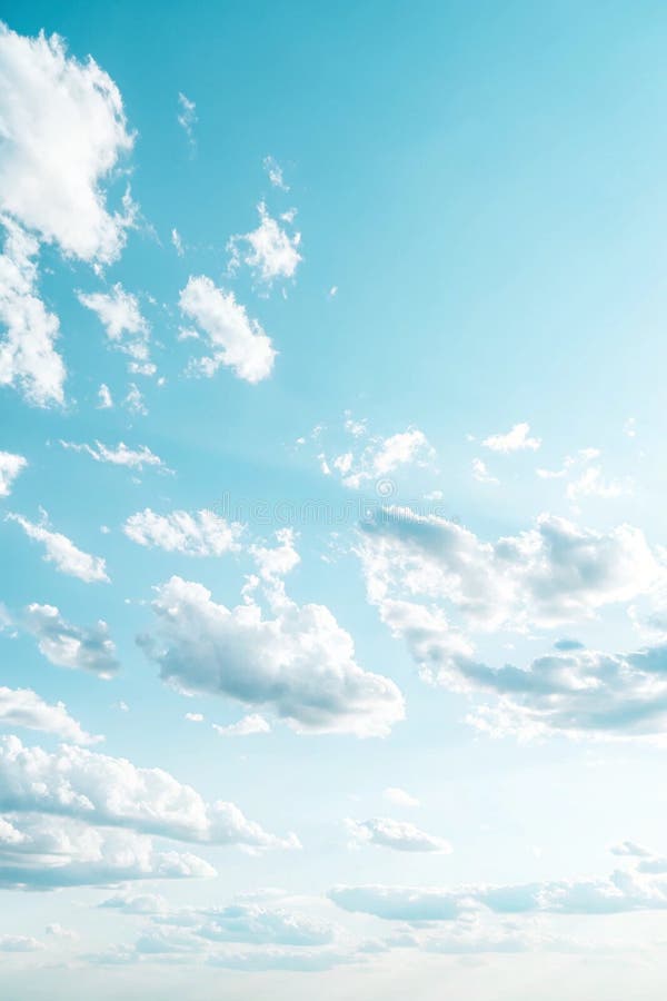 Pastel Blue Sky with Light Clouds Vertical Background Stock Illustration - Illustration of ...