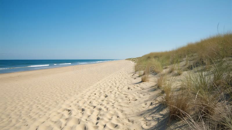 Serene Cape Cod Beach, Empty Sandy Shore, Blue Sky, Beige and Brown ...