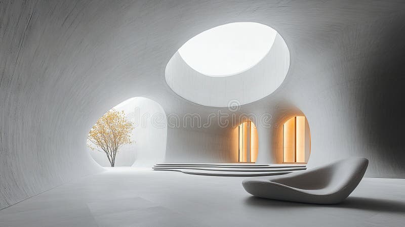 Serene Cave-like Interior, Organic Architecture, Courtyard View ...