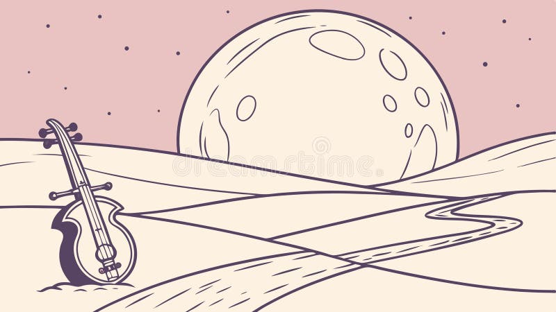 Serene Cello Under Full Moon Over Calm Water, Vector Design Generative ...