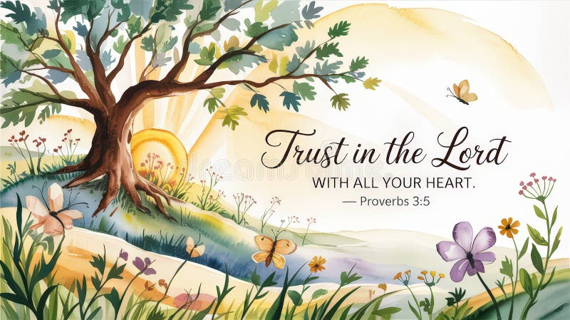 Serene Christian Greeting Card Trust in the Lord with All Your Heart ...