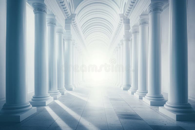 Serene Classical Colonnade with Ethereal Light Stock Image - Image of ...