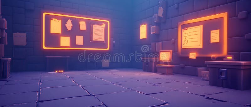 A Serene Classroom Scene with Glowing Charts and Maps Stock ...