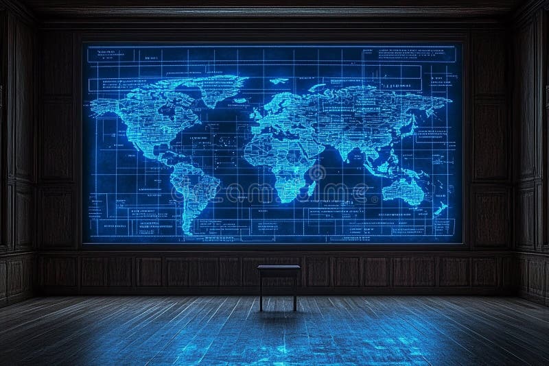 A Serene Classroom Scene with a Glowing World Map Stock Illustration ...