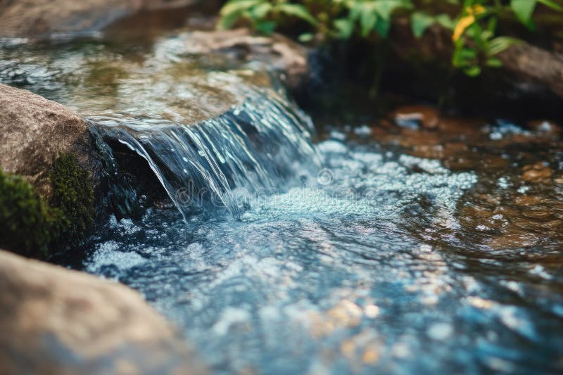 Serene Close-Up of Tranquil Natural Water Flow. Stock Illustration ...