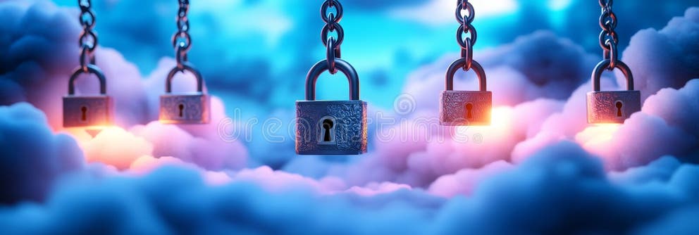 Serene Cloudscape of Digital Security Cybersecurity Data Protection Cloud Safety Digital Privacy ...