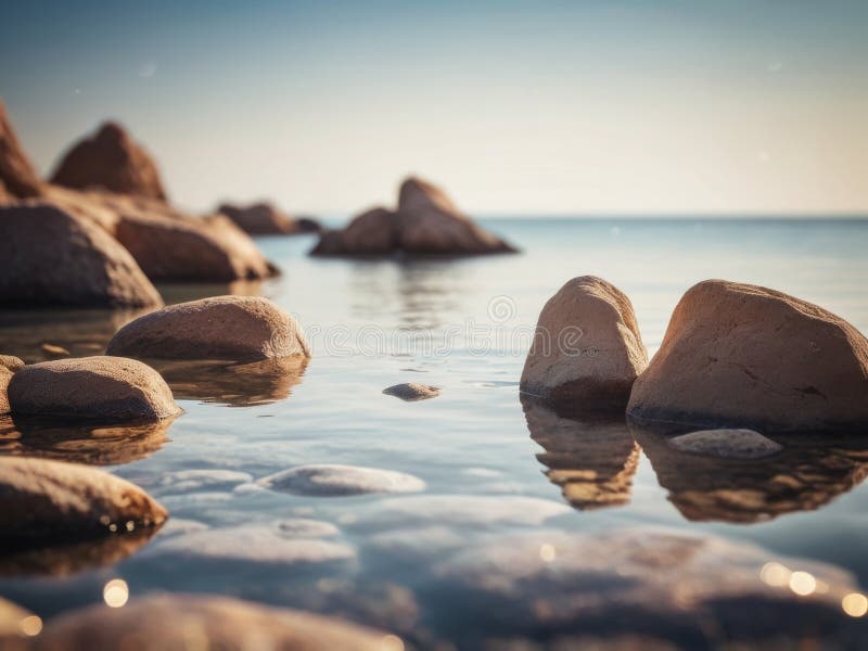Serene Coastal Landscape with Rock Formations and Calm Waters. Stock ...