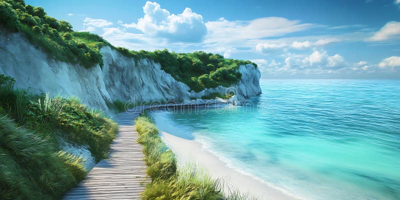 Serene Coastal Path Leads To a Secluded Beach Paradise Stock ...