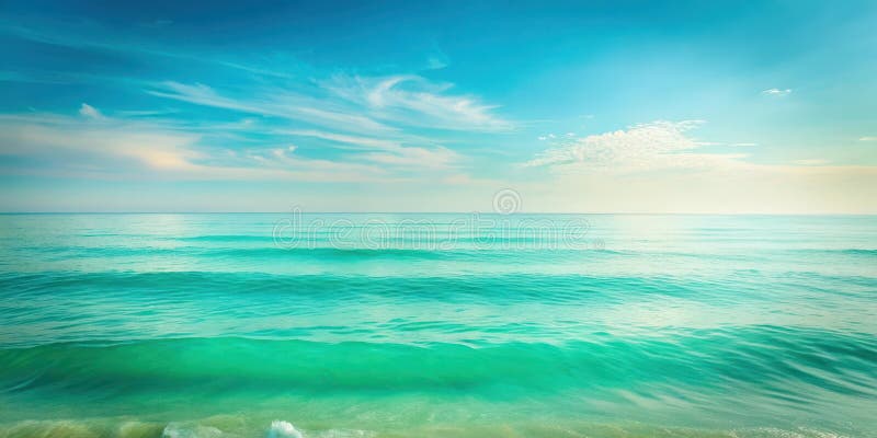 Serene Coastal Scene Aqua Ocean Waves Under a Calm Sky. Generative AI ...