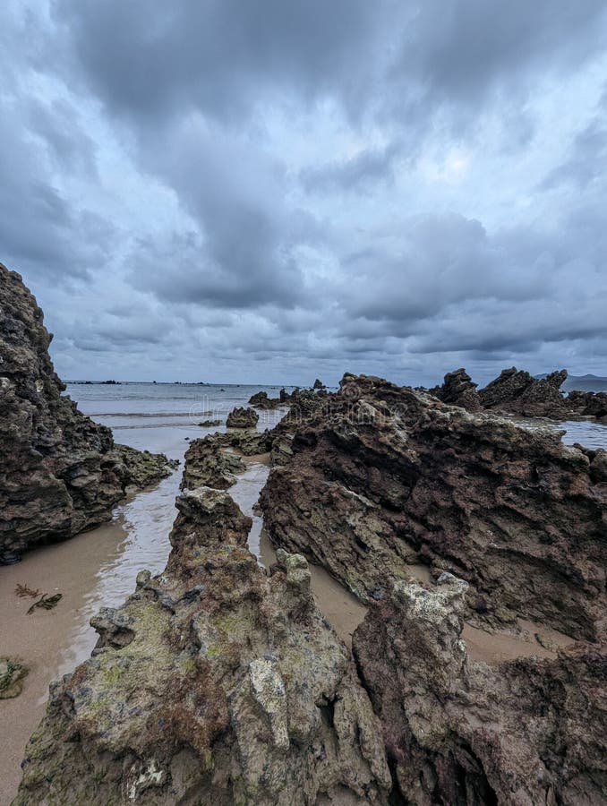 Serene Coastal Scene Featuring the Playa Noja Beach in Spain Stock ...