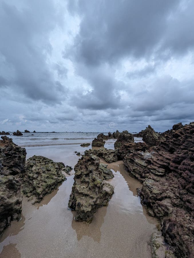 Serene Coastal Scene Featuring the Playa Noja Beach in Spain Stock ...