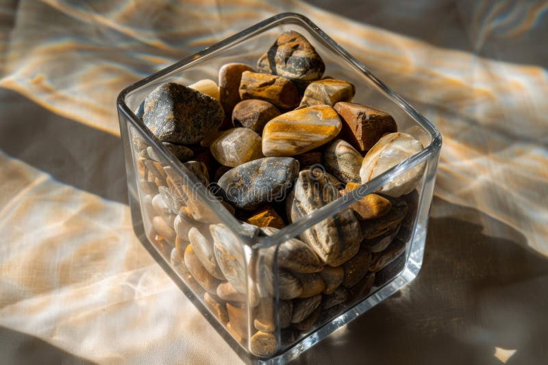 A Serene Collection of Polished Stones Basking in Soft Sunlight within ...