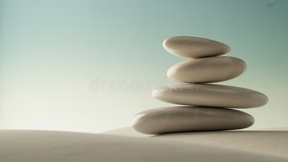 A Stack of Smooth Stones Balanced Against a Soft Blue Gradient ...