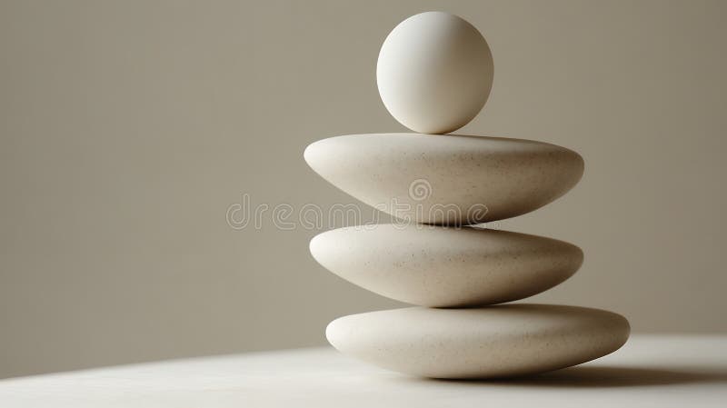 A Serene Composition of Stacked Smooth Stones with a Balanced Sphere on ...