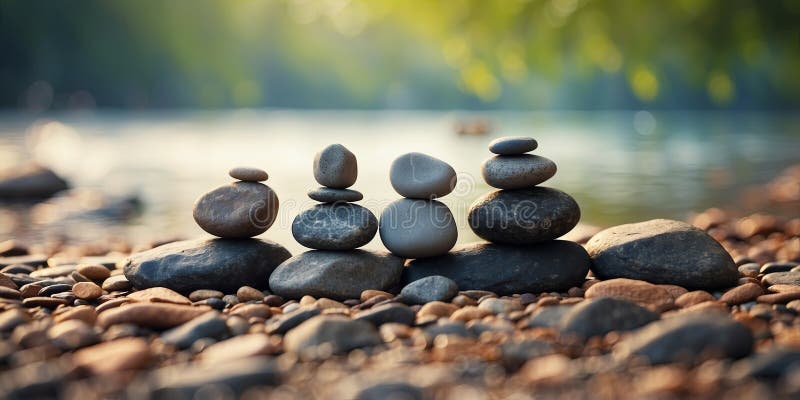 Serene Composition of Three Balanced Stones. Stock Photo - Image of ...